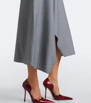 Victoria Beckham Draped Asymmetric Wool Midi Dress