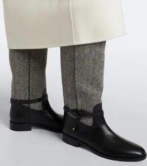 JIMMY CHOO Lawton Herringbone And Leather Knee-high Boots