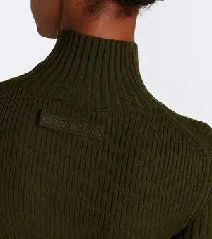 Victoria Beckham Ribbed-knit Wool-blend Sweater - Green