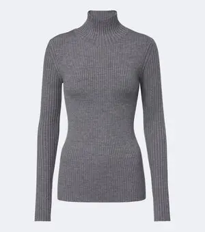 Victoria Beckham Ribbed-knit Wool-blend Sweater Grey