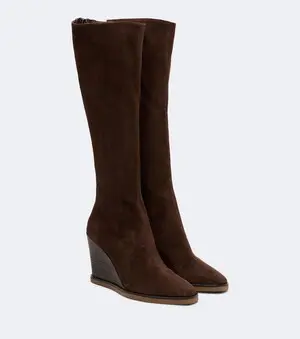 AQUAZZURA Saint Honoré Suede Knee-high Boots - Brown