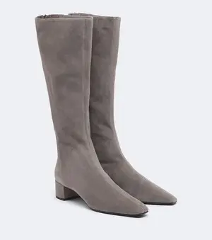 AQUAZZURA Saint Honoré Suede Knee-high Boots - Grey