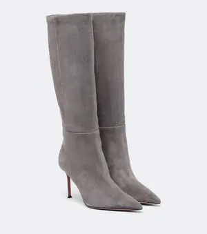 AQUAZZURA Harper Suede Knee-high Boots - Grey