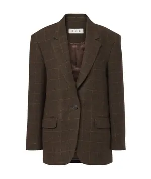 RÓHE Checked Oversized Wool Blazer - Brown