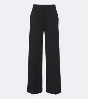 Max Mara Wool And Cotton-blend Jersey Wide-leg Pants