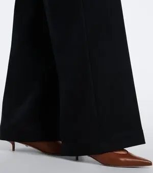 Max Mara Wool And Cotton-blend Jersey Wide-leg Pants
