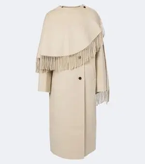 RÓHE Fringed Caped Alpaca And Wool Coat - Beige