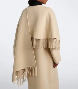 RÓHE Fringed Caped Alpaca And Wool Coat - Beige
