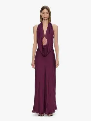 Christopher Esber Cesura Cowl Lace Halter Gown