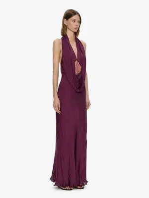 Christopher Esber Cesura Cowl Lace Halter Gown
