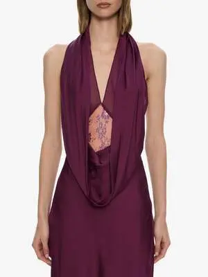 Christopher Esber Cesura Cowl Lace Halter Gown