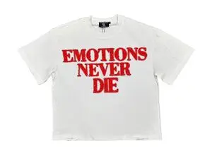 Mixed Emotion Rhinestone Tee Shirt - White/red