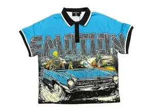 Mixed Emotion Road Rage Button Up T-shirt - Blue