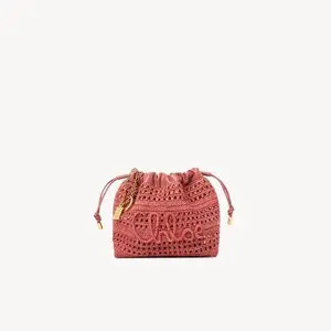 Chloé Raffia And Lambskin Drawstring Shoulder Bag - Ginger Red
