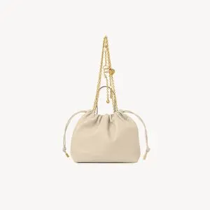 Chloé Small Icons Shoulder Bag With Chain In Soft Leather - Cloudy Cream
