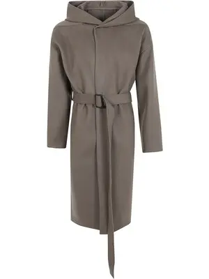 Rick Owens Coat Long Belted "tower - Gray