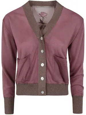 IN BED WITH YOU Sweater Color V Neck Cardigan - Multi