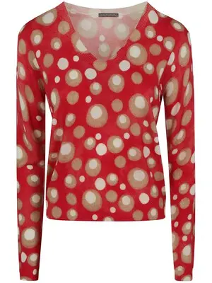 IN BED WITH YOU Sweater V Neck "polka Dots Print - Multi