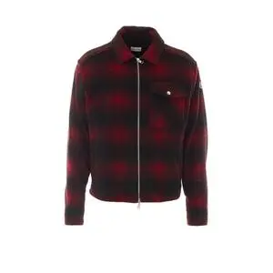 Moncler Checked Jersey Zip Jacket - Red