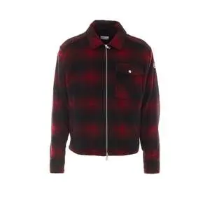 Moncler Checked Jersey Zip Jacket - Red