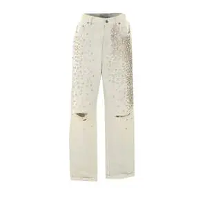 GOLDEN GOOSE Cabochon Crystals Wide Leg Jeans - Blue