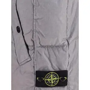 Stone Island Grey Crinkle Textured Stand Collar Puffer Waistcoat - Gray