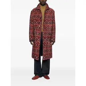 Dries Van Noten Single-breasted Printed Corduroy Coat