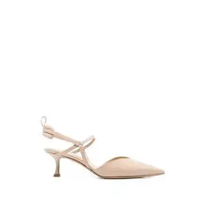Fendi Patent Leather Pointed Toe Kitten Heel Slingback Shoes - Pink