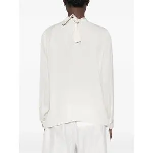 Giorgio Armani Silk High Neck Blouse - Cream