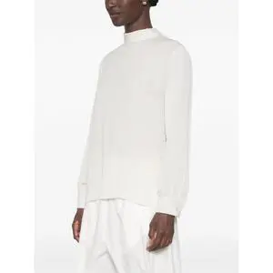 Giorgio Armani Silk High Neck Blouse - Cream