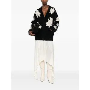 FORTE_FORTE Floral Embroidered Knit Cardigan - Black