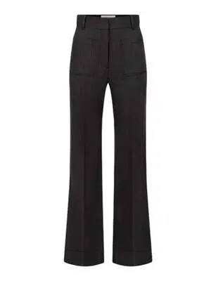 Victoria Beckham Alina Trousers In Dark Grey Mélange - Gray