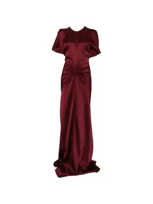 Victoria Beckham Ruched Maxi Dress - Red