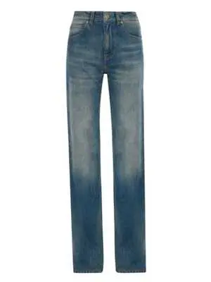 Victoria Beckham Julia Stretch Jeans In A Distressed Wash - Blue