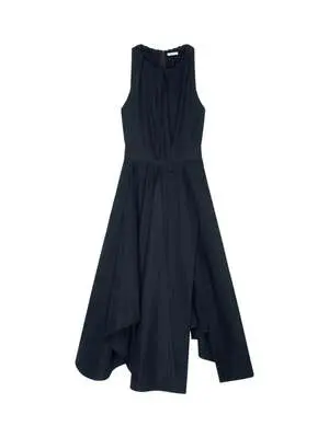 Givenchy Asymmetric Poplin Maxi Dress With Bow