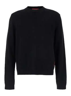 Gucci Black Crewneck Sweater With Web Detail In Cashmere - Multicolor