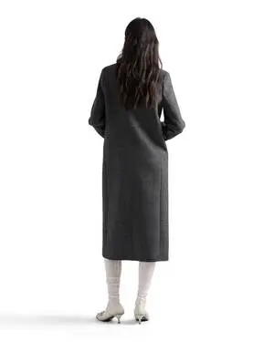 Prada Double-breasted Gingham-checked Mouliné Wool Coat