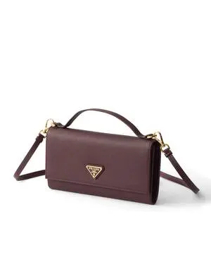 Prada Saffiano Leather Wallet With Shoulder Strap