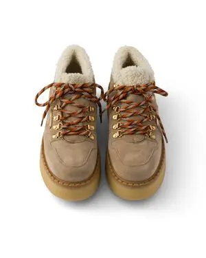 Prada Shearling-lined Suede Booties