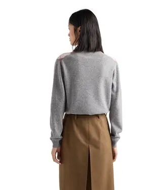 Prada Argyle Cashmere V-neck Sweater