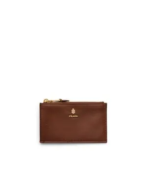 Prada Leather Card Holder - Brown
