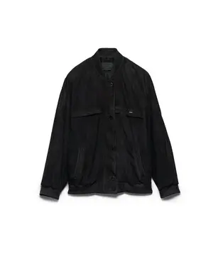 Prada Suede Blouson Jacket - Grey