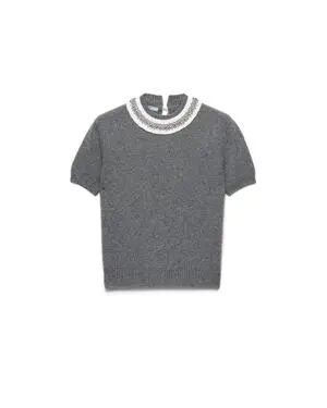 Prada Short-sleeved Wool And Cashmere Sweater - Grey