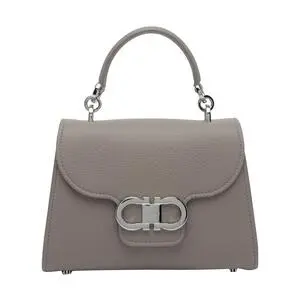 FERRAGAMO Top Handle Bag With Leather Strap - Gray