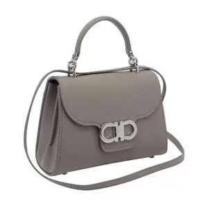 FERRAGAMO Top Handle Bag With Leather Strap - Gray
