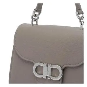 FERRAGAMO Top Handle Bag With Leather Strap - Gray