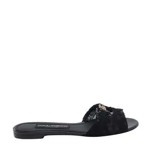Dolce & Gabbana Lace Flat Sandals - Black