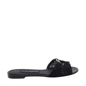 Dolce & Gabbana Lace Flat Sandals - Black