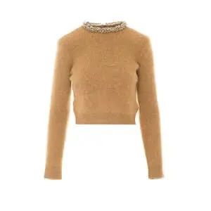 SELF-PORTRAIT Trim Knit Sweater - Brown