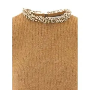 SELF-PORTRAIT Trim Knit Sweater - Brown